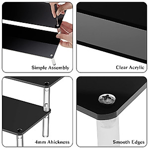 2 Packs Tiered Display Stand For Craft Shows Display Racks Acrylic Risers Black Display Shelves Vendors Cardboard Organizer Table For Products Collection Dessert Perfume Cologne Display(3 Tiers)