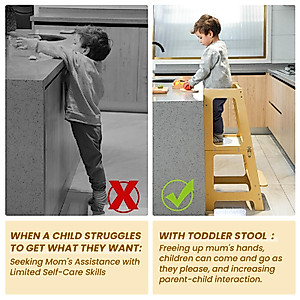 XIHAToy Standing Tower for Kids Kitchen Tower for Toddlers Child Stool Helper Folded Step-Up Toddler Helper (Natural)