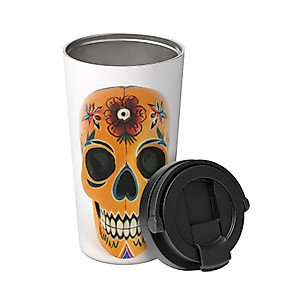 Insulated Coffee Mug Skull 17oz Double Wall Vacuum Stainless Steel Tumbler With Leak-Proof Lid And Handle, Cute Travel Thermos Mug For Cold Hot Drinks