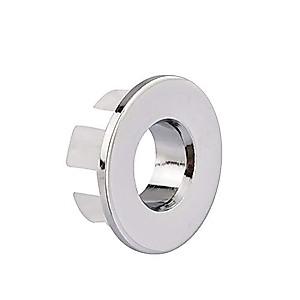 Sink Basin Trim Overflow Cover Brass Insert in Hole Round Caps Chrome 2 PCS