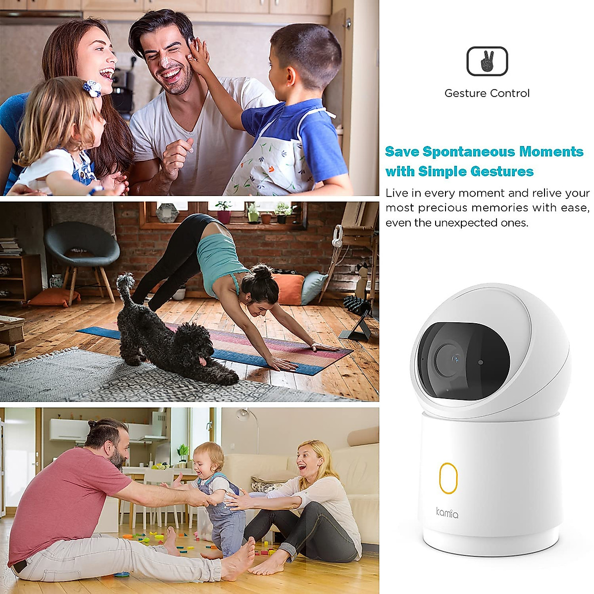 2K Pet Dog Monitor Camera with App, Kamia 4MP ProHD Indoor Security Camera, Panoramic Motion Tracking & Alert, Works with Alexa & Google Home, IR Night Vision, 2-Way Audio, Pan & Tilt, No Subscription