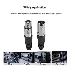 Eightnoo 5 Male + 5 Female 3 Pin XLR Solder Type Microphone Line Plug Connector Mic Audio Socket (Pack of 10)