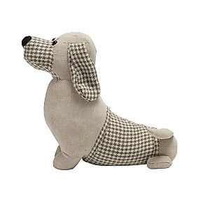 Elements 12.6x4.72x8.27 Inch Brown Plaid Dachshund Weighted Fabric Door Stopper