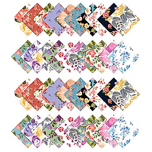Soimoi Precut 10-inch Florals Prints Cotton Fabric Bundle Quilting Squares Charm Pack DIY Patchwork Sewing Craft- Multicolor