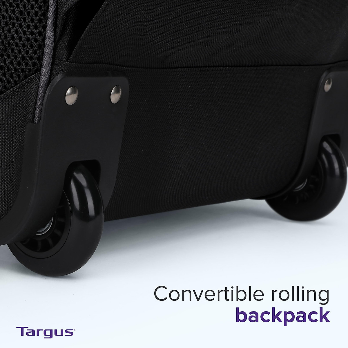 Targus Compact Rolling Backpack for Business, College Student and Travel Commuter Wheeled Bag, Durable Material, Tablet Pocket, Removable Laptop Protective Sleeve for 16-Inch Laptop, Black (TSB750US)