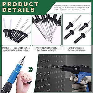 Keadic 80Pcs Blind Rivet Assortment Set, 4 Sizes Pop Rivets Black Tri-fold Exploding Pop Rivets (9/16", 3/4", 13/16, 1"), Black Large Flange Blind Rivets Aluminum Pop Rivets for Metal Furniture