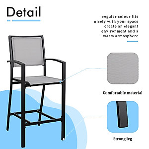 Shintenchi Patio Dining Sets, All Weather Textile Fabric Outdoor High Stool Bistro Set with 4 Bar Chairs and High Glass Table for Home, Backyard, Garden, Lawn, Porch, 5 Pieces