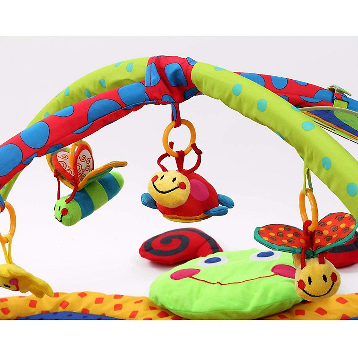 KUANDARM Baby Butterfly Pattern Play Mat with 8 Different Pendant Toys Infants Gym Activity Centre Fitness Frame for 1-18 Month