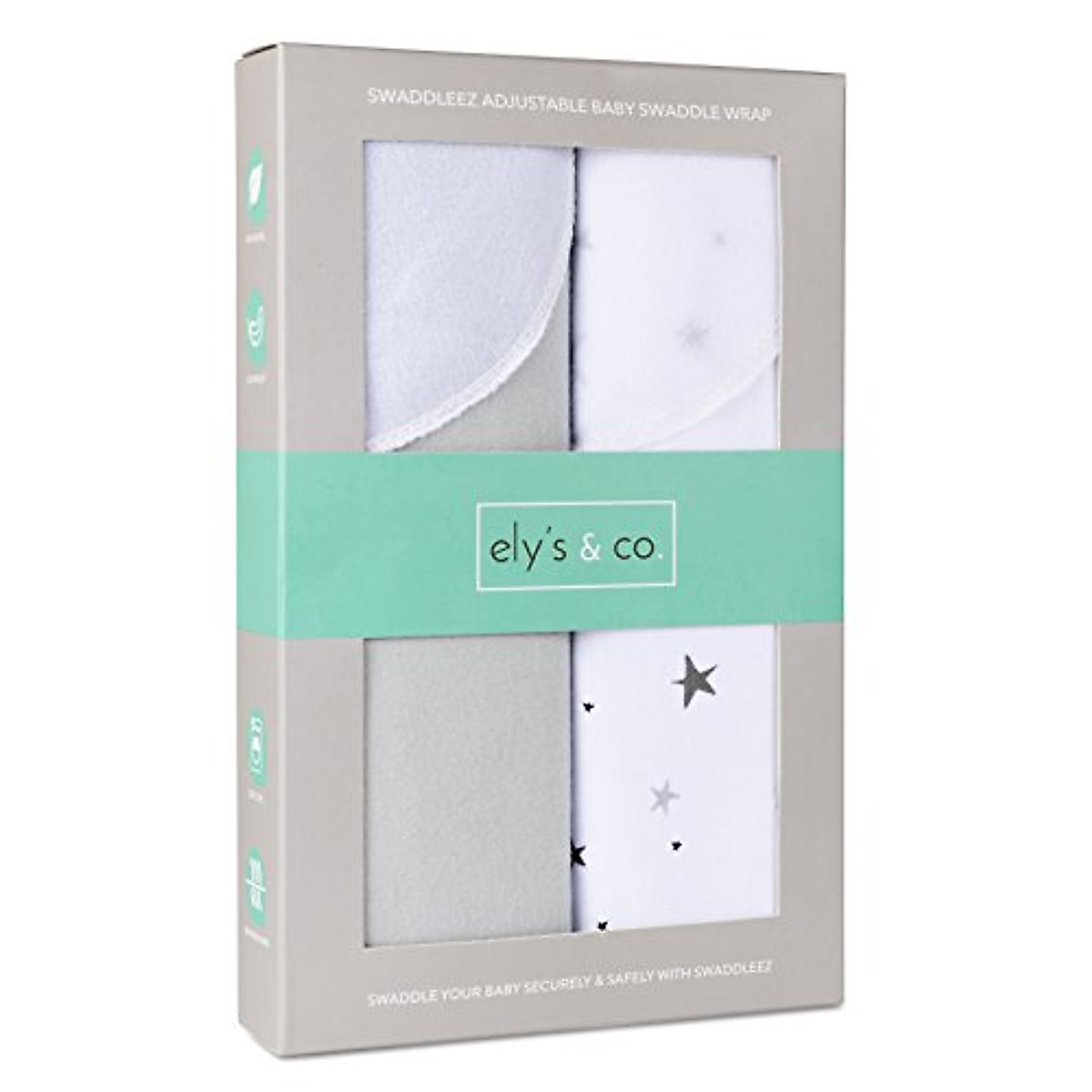 Ely's & Co. Adjustable Swaddles for Newborn, Baby Swaddles 0-3 Months, Velcro Swaddle Sack for Baby Girl/Boy, 2 Pack (Grey Star)