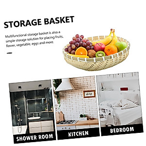 Alipis 3Pcs bamboo three piece set Bread Basket Tray wicker food shallow plate fruit rattan basket wicker basket tray fruit display basket Rattan Bread Basket wicker tray dining table egg