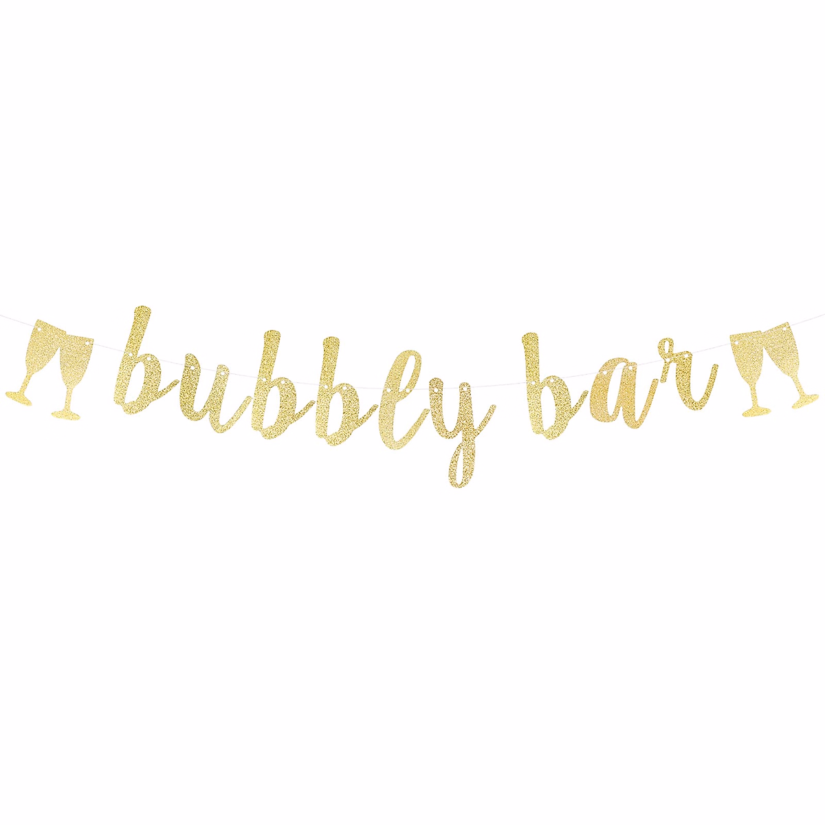 LINGTEER Bubbly Bar Gold Glitter Bunting Banner Perfect for Wedding Bridal Shower Bachelorette Party Gift Keepsake Decorations Backdrop Sign.