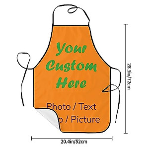 ZEKOTEN Custom Apron Black Border with Picture & Text, Personalized Aprons with Pockets for Baking Grill Cook Chef Apron