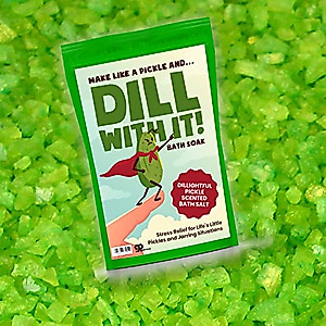 Dill with It Pickle Bath Soak - Premium Dill Pickle Scented Bath Salts for Teens - Weird Spa Gift for Pickle Lovers, Funny Stocking Stuffers, Grab Bags, and Gift Baskets