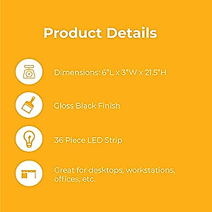 V- Light Advantus Energy Efficient LED Desk Lamp, Black and Silver 3 x 3 x 21.5