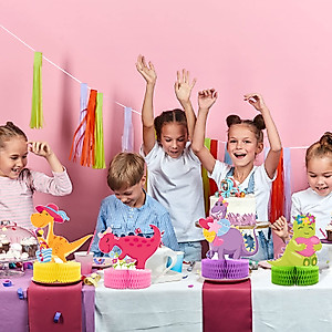 Leinuosen 9 Pcs Dinosaur Party Honeycomb Centerpieces Girls Dinosaur Center Piece for Table Decorations 3D Table Toppers Birthday Party Supplies for Baby Shower Decor Props
