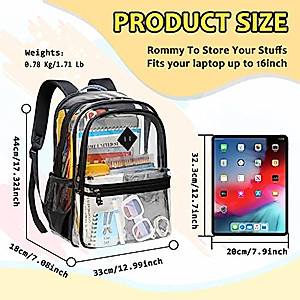 ASKSKY Clear Backpack Stadium Approved, Thriple Compartments Book Bag Heavy Duty PVC See Through Backpack for School for College Travel Work Festival, Black