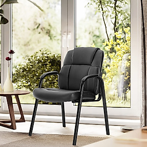 Sweetcrispy Waiting Room Chairs Reception Chairs Office Guest Chairs Set of 2, Big and Tall Desk Chair No Wheels Executive Office Chair PU Leather Conference Room Chairs Lobby Chairs with Padded Arms