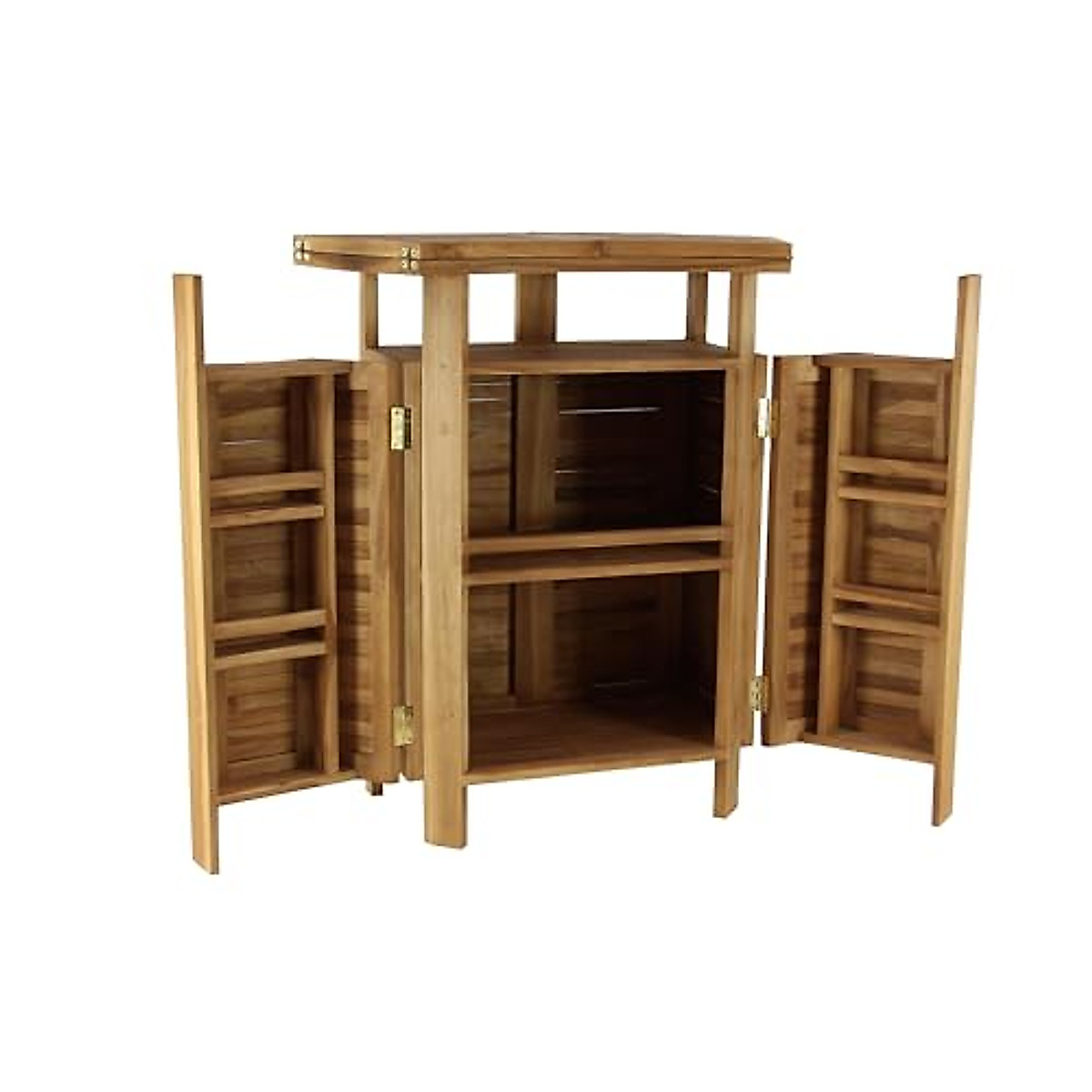 Deco 79 Teak Wood Indoor Outdoor Folding Bar with Expandable Sides, 70" x 24" x 41", Brown