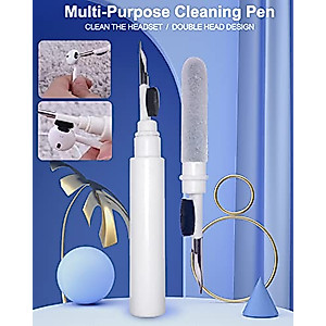 Bluetooth Earbuds Cleaning Pen, Cleaner Kit Compatible for Airpods Wireless Earphones, Cleaning Pen with Soft Brush, Earbud Cleaning Tools for Earphones Charging Ports (White)