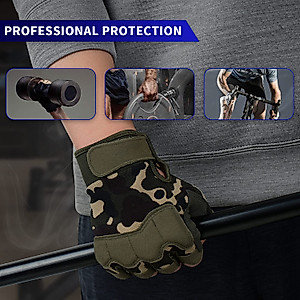 FIORETTO Fingerless Gloves for Airsoft Shooting Half Finger Hunting Hiking Cycling Driving Motorcycle Climbing Work Gloves Green Camo Small