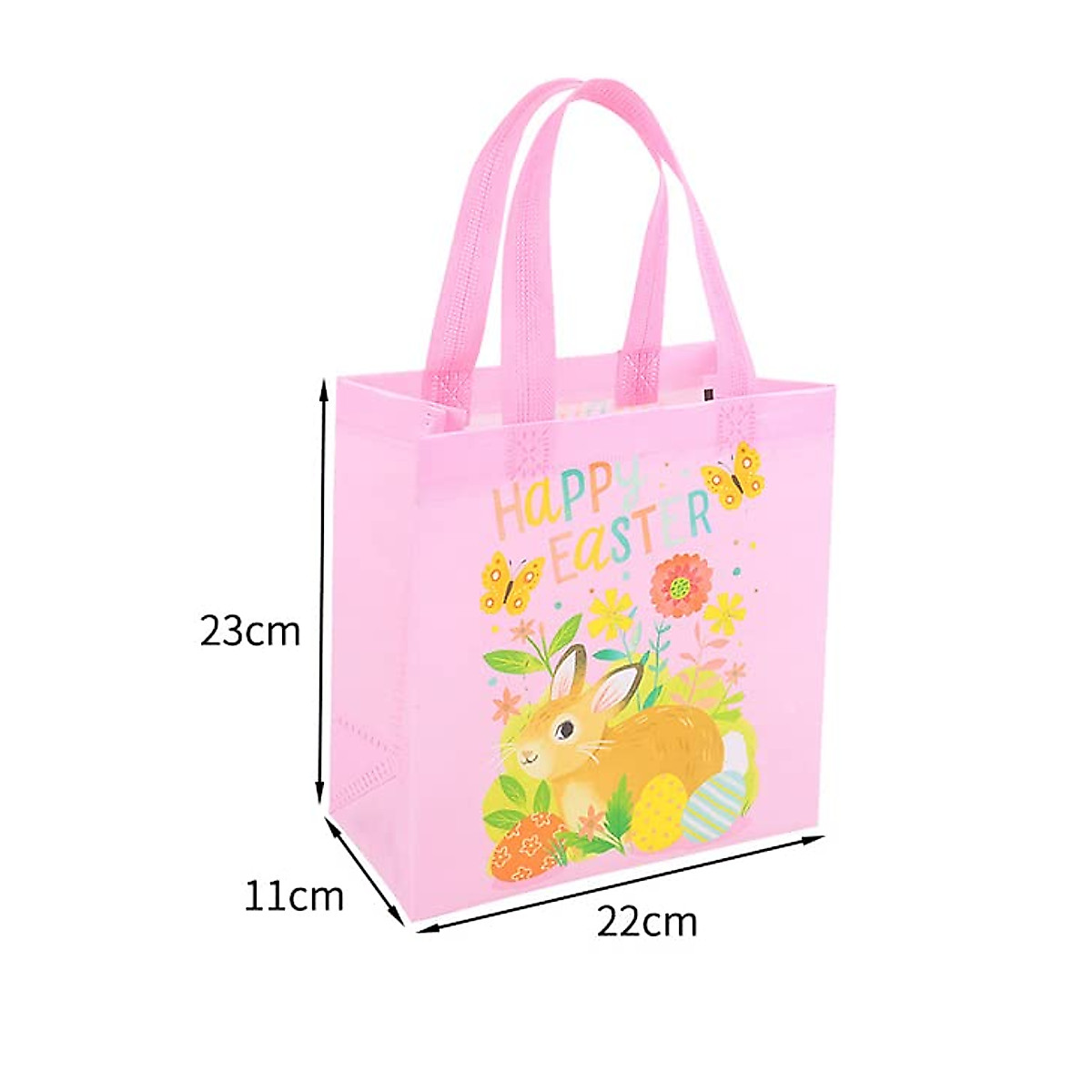 Ainid 8PSC Easter Treat Bags, Large Reusable Bunny Egg Easter Basket with Handles Kids Party Gift Bags Tote Bags, Non-Woven Easter Treat Bags for Easter Party Supplies 8.8 x 8.3 x 4.5inch