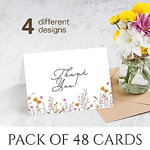 4Dagher Thank You Cards 48Pack, Thank You Cards with Envelopes 4 Assortment, Floral Thank You Cards with Envelopes - 4x6, Perfect For Baby Showers, Birthday, Wedding And Other Occasions.