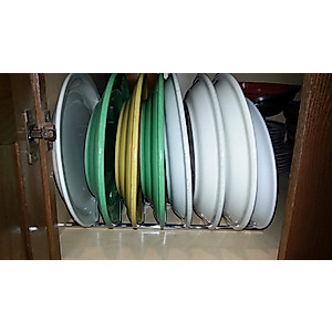 Slideep Pot Lid Holder Pan Lid Organizer Rack Cupboard Organizer Rack, Kitchen Organizer Rack for Pot Lids, Plates, Cutting Boards, Bakeware, Cooling Rack, Serving Trays, Stainless Steel, Pack of 2