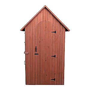 Leisure Season MCS3815 Multi Compartment Shed with Drop Table - Brown - Wooden Outdoor Storage for Tools, Accessories - Cabinet Organizer for Garden, Yard, Lawn - Vertical Tool Locker with Shelves