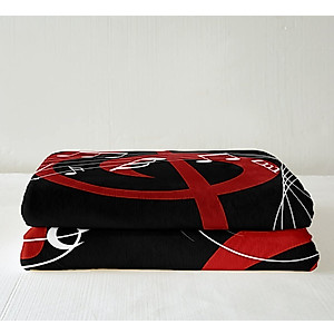 Musical Notes Throw Blanket,Red Black and White Blankets for Kids Boys Girls Women Room Decor Abstract Music Theme Fleece Blanket Men Modern Soft Sherpa Blanket,Top 2 Panel,40"×50"