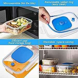Vacuum Seal Containers Sets for Food Storage,BPA-Free, Various Sizes to Keep Food Fresher, 10oz/27oz/40oz, 6 Piece Set with Lids,3 Methods to Vacuum, Hand Pressure/Vacuum Hose(Diameter Is <1.41'')/Vacuum Pump, Good for INKBIRD VS01&VS03 Vacuum Sealer
