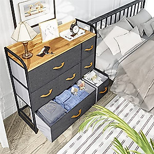 YITAHOME Dresser with 7 Drawers - Fabric Storage Tower, Organizer Unit for Bedroom, Living Room, Hallway, Closets & Nursery - Sturdy Steel Frame, Wooden Top & Easy Pull Fabric Bins