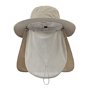 Home Prefer UPF50+ Mens Sun Hat with Neck Flap Wide Brim UV Sun Protection Fishing Hat with Neck Flap Womens Gardening Beach Sand