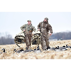 Avian-X A-Frame Lightweight Durable Collapsible Hunting Ground Blind with Grass Straps & Pockets, 4 Adjustable Gun Clips & Carry Straps - 4 Hunters Concealment - Mossy Oak Shadow Grass Blades Shell