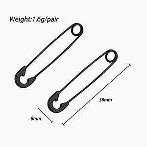 Stainless Steel Stylish Cartilage Earrings Punk Goth Safety Pin Earrings for Women (Black)