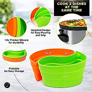 Swiriya 3 Pcs BUNDLE: Silicone Crock pot Liners + Slow Cooker Divider | Reusable Slow Cooker Liners | Leakproof & Easy Clean inserts for 7-8 Quart pots