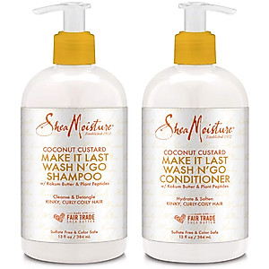 Shea Moisture Coconut Custard Make It Last Wash N’ Go Trio Shampoo, Conditioner And Hair Styler Set