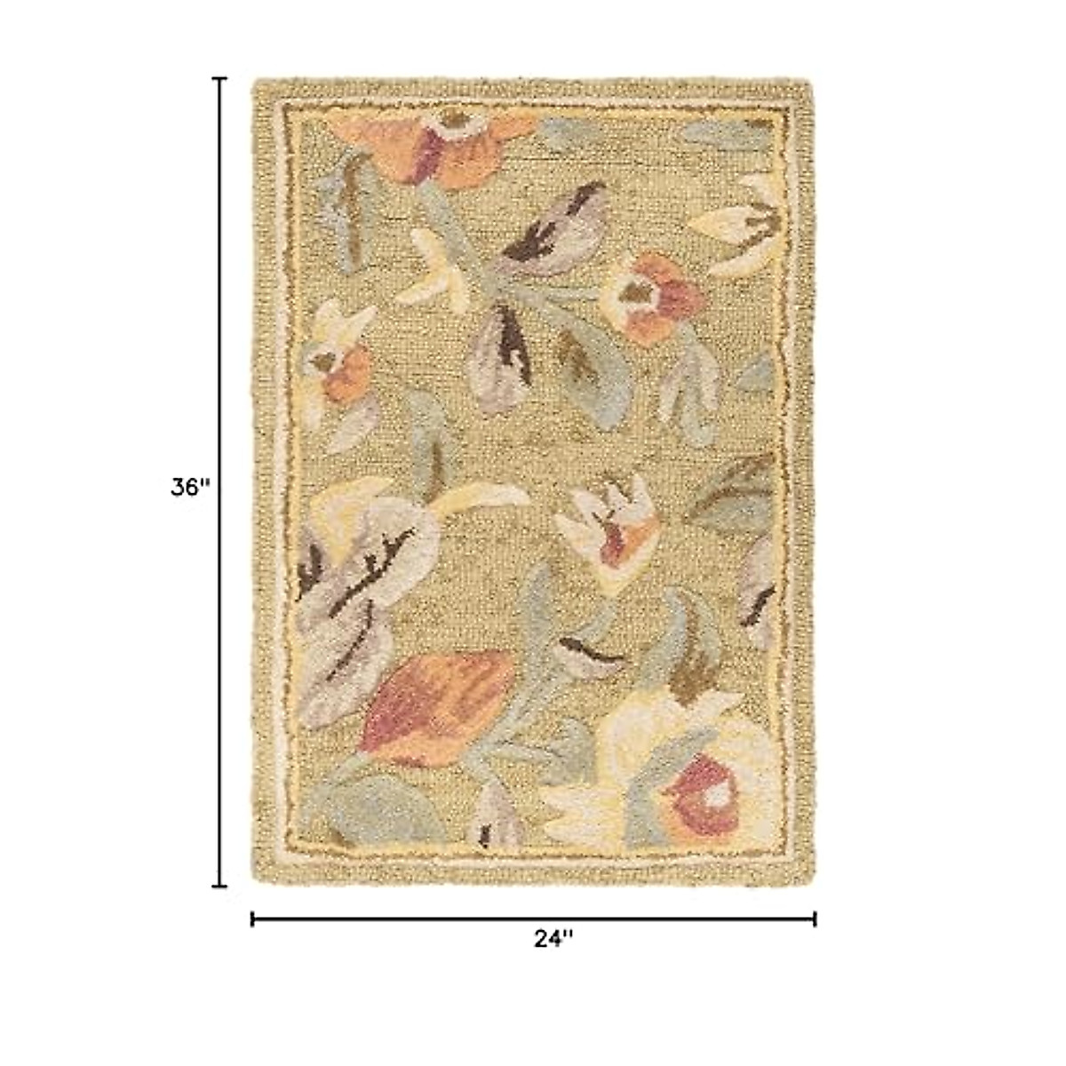 SAFAVIEH Blossom Collection 2' x 3' Green/Multi BLM785A Handmade Floral Premium Wool Accent Rug