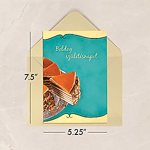 Designer Greetings Hungarian Language Happy Birthday Cards, “Boldog születésnapot” Dobos Torte Design (6 Cards with Envelopes / 6 kártya borítékokkal)