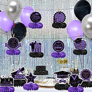 12PCS Graduation Decorations Class of 2024, Congrats Grad Table Centerpieces Graduation Honeycomb Centerpieces Grad Party Centerpieces 2024 Graduation Decorations for Party, Purple