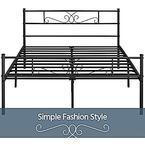 Yaheetech 13 inch Full Classic Bed Metal Mattress Foundation Platform with Headboard and Footboard/No Box Spring Needed/Under Bed Storage/Strong Slat Support Black
