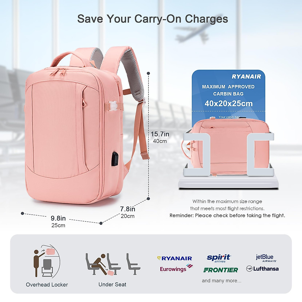 COSCOOA Expandable Travel Backpack for Men Women 15.7x7.8x9.8 Inch 20L Flight Approved Carry On Backpack Small Luggage Backpack, 15.6 Inch Laptop Business Daypack Weekender Bag