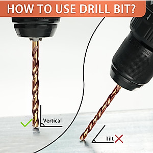 KENDO 13PCS Cobalt Drill Bit Set(1/16"-1/4"), M35 High Speed Steel, 135 Degree Tip, Twist Jobber Length Drill Bits Set for Hard Metal, Stainless Steel, Cast Iron and Wood with Metal Storage Case