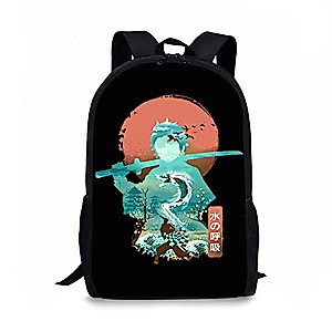 Qtubzad 2PCS Anime Backpack with Lunch Bag,3D Print Backpack 17 Inch,Portable Cartoon Lunch Box for Outdoor/Work/Travel