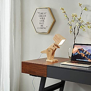 HROOME Kids Table Lamp - Wooden Dog and Dinosaur Desk Lamp