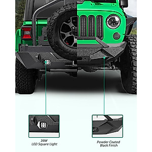 SCITOO Rront Bumper + Rear Bumper w/Tire Carrier Textured Black for 2007-2018 for Jeep Wrangler JK Rock Crawler Bumper w/Winch Plate with D-ring