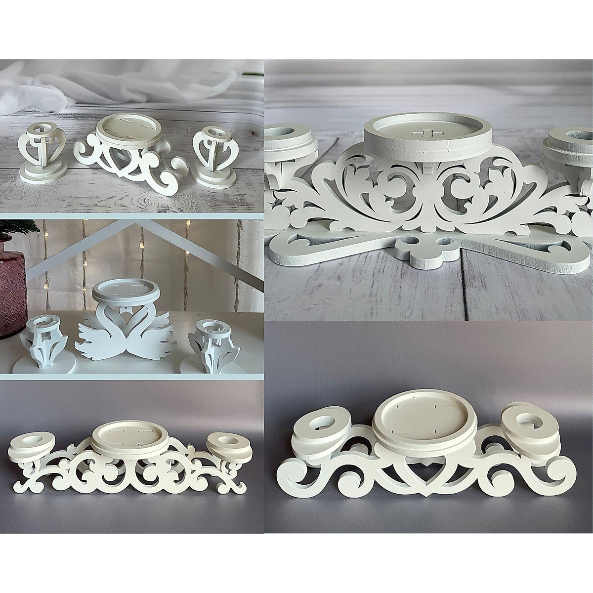 Unity Candle Holder-Unity Candle Stand-Unity Candle Holder Set-Pillar Candle Holder-Wedding Gift -Ceremony Decoration-Wedding Centerpiece (Pattern)