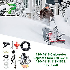 POSEAGLE 120-4418 Carburetor Replaces Toro 120-4419, 119-1571, 119-1948 for Toro Power Clear 621, 621R, 621E, 621ZR, 621ZE, 621QZR, 621QZE, Quick Clear Ccr6053, Ccr6053R, Ccr6053Es Snow Blowers