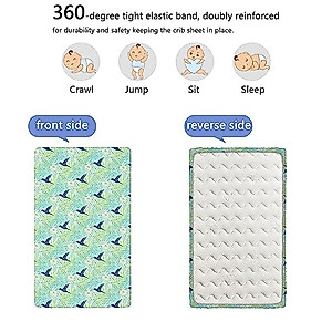 Exotic Themed Fitted Crib Sheet,Standard Crib Mattress Fitted Sheet Soft and Breathable Bed Sheets - Crib Mattress Sheet or Toddler Bed Sheet,28“ x52“,Lavender and Green