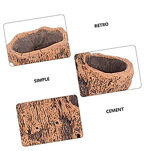 DOITOOL 1pc Stump Orchid Home S Indoor Garden Outdoor Flower Hole Plants Cactus for with Succulent Drainage Flowerpot Pot Bowl Planter Cement Decoration Desktop Container Bonsai Driftwood