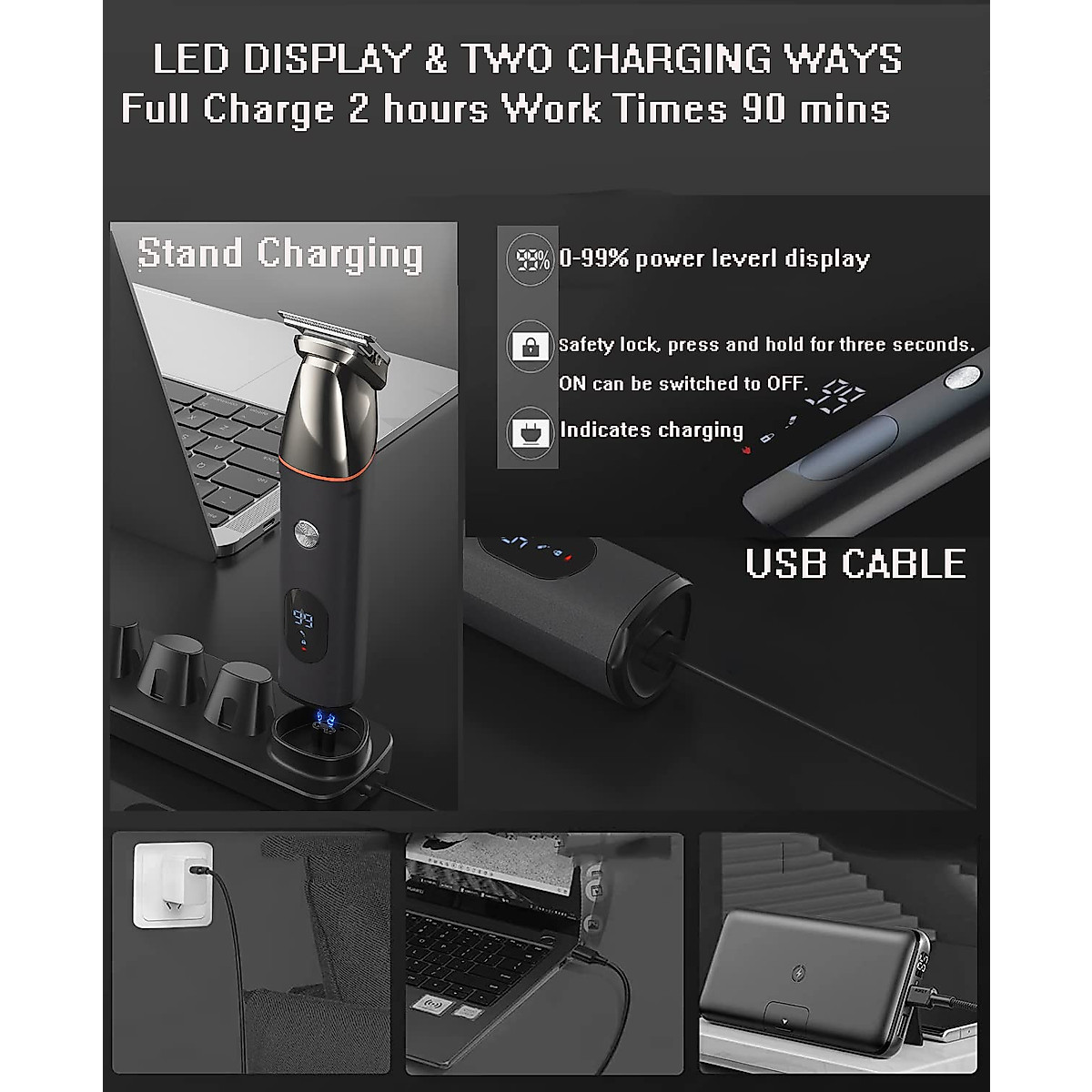 Beard Trimmer for Men 5 in 1 professional grooming Kits Nose Hair Trimmer Facial Shaver LED Display IPX7 Waterproof Cordless Electric Hair Clippers Precision Trimmer, Gifts for Men Husband Father